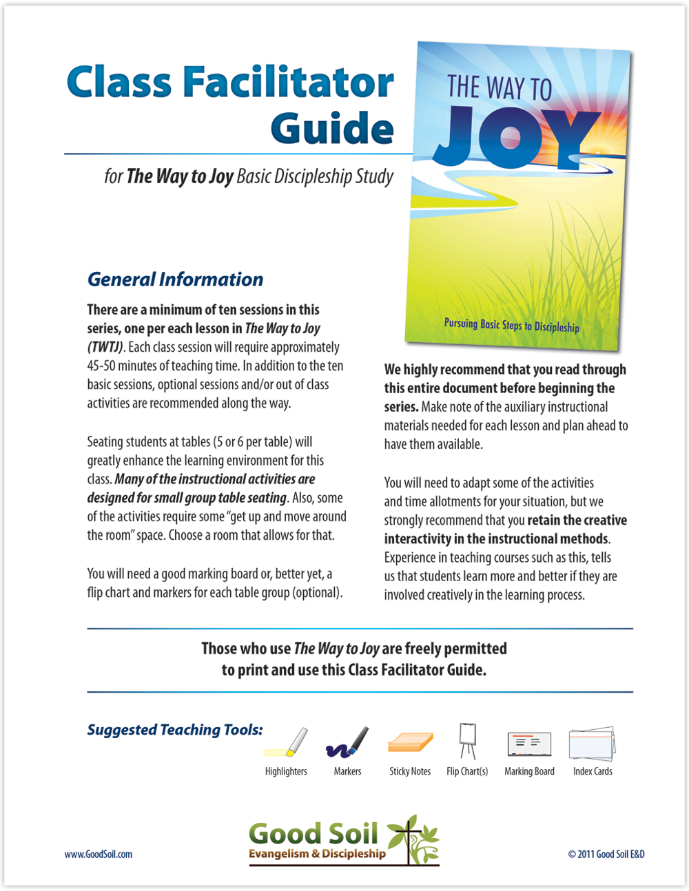 Class Facilitator Guide - The Way to Joy Class (2014 Edition) | Good Soil